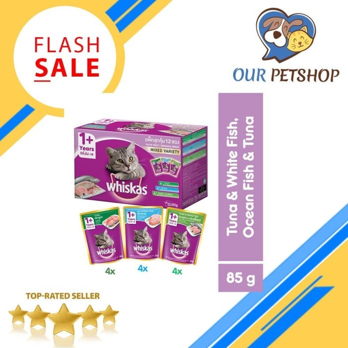 Jual Whiskas Multipack Mixed (TUNA, OCEAN FISH, TUNA WHITE FISH) 12pack ...