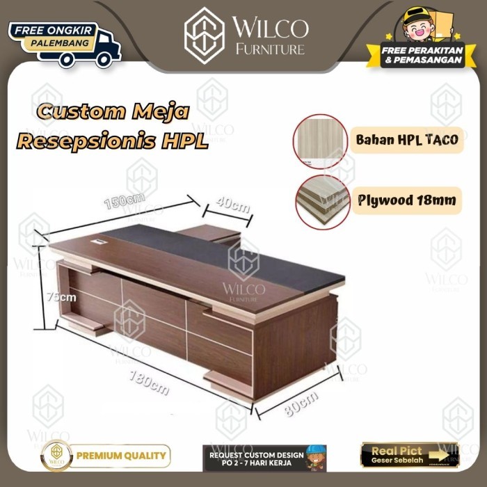 Jual Custom Meja Resepsionis HPL | Meja Informasi Custom Plywood HPL ...