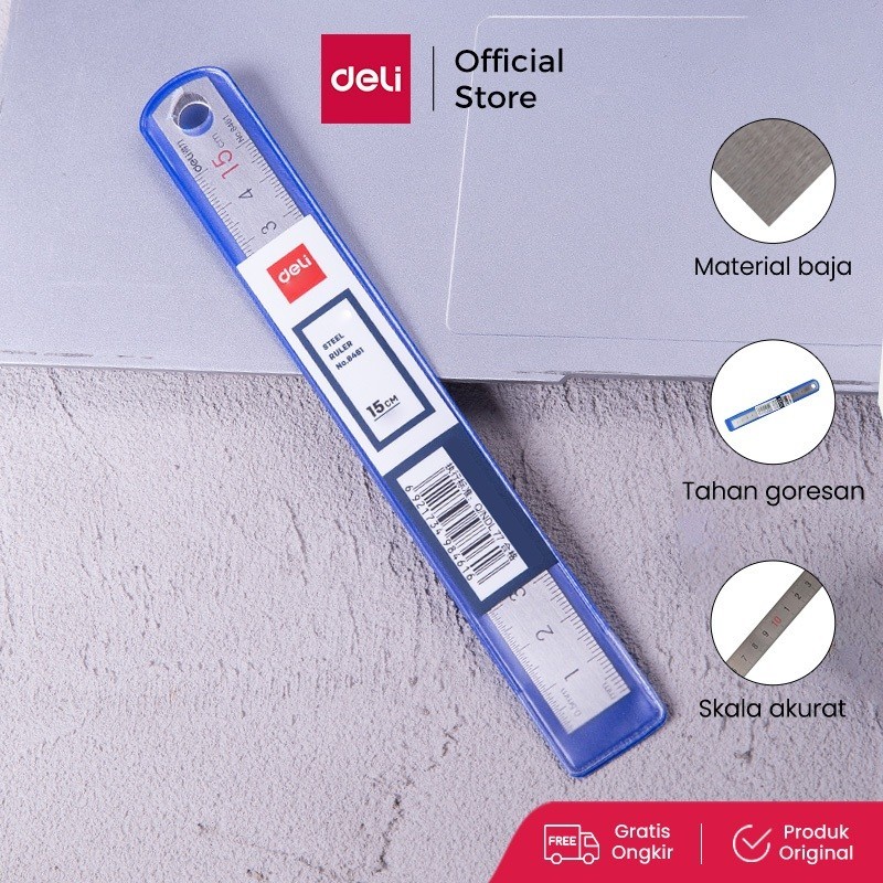 Jual Penggaris Besi Deli 8461 - Kuat dan Presisi untuk Ukuran Akurat 15 ...