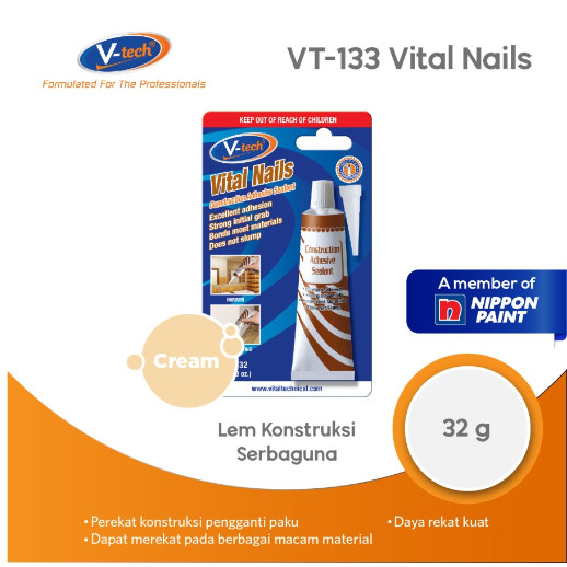 Jual LEM PAPAN KAYU PVC ALUMINIUM VT-133-32 VITAL NAILS - 32g - LEM ...