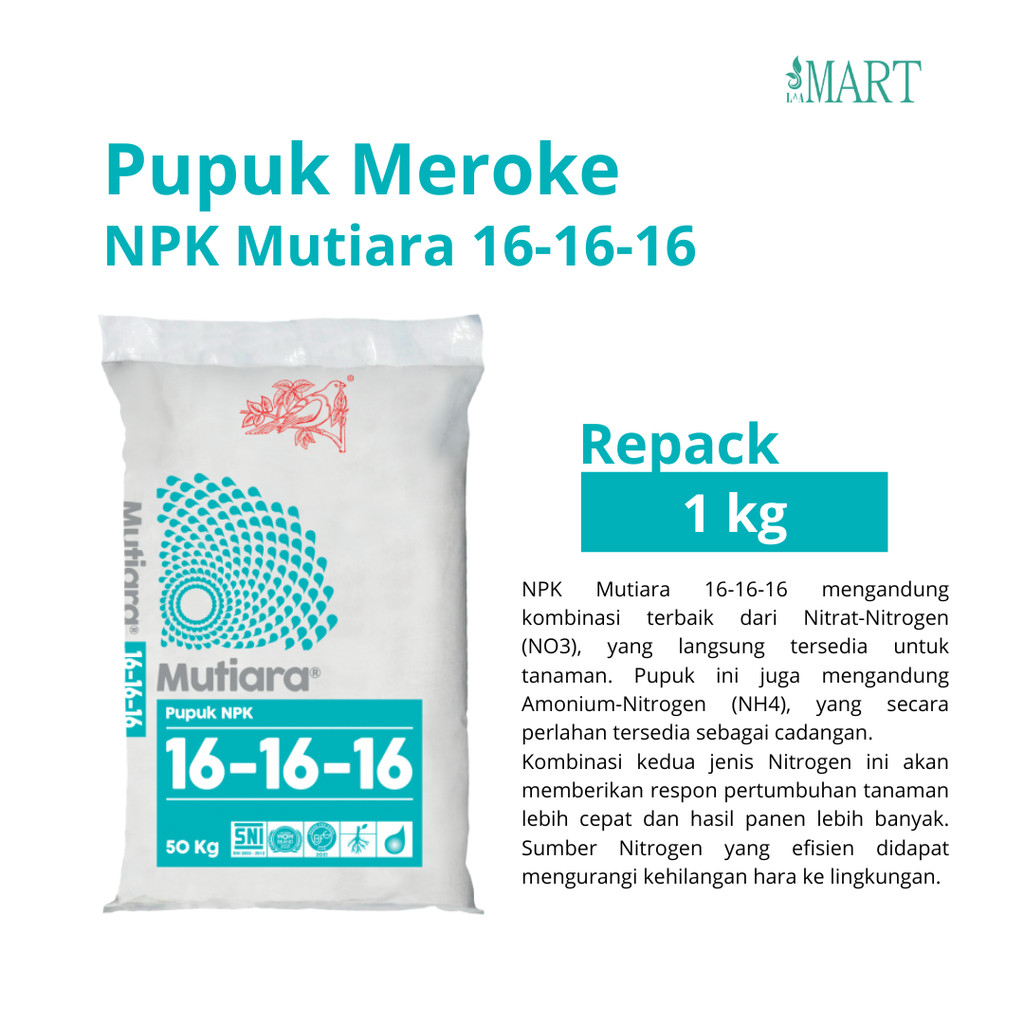 Jual Pupuk Meroke NPK MUTIARA 16-16-16 1 Kg Kemasan Repack | Shopee ...