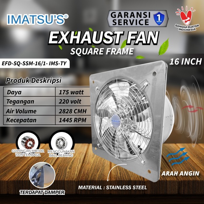 Jual Exhaust Fan Stainless Steel 16" Inch Wall Air Duct Booster Fan ...