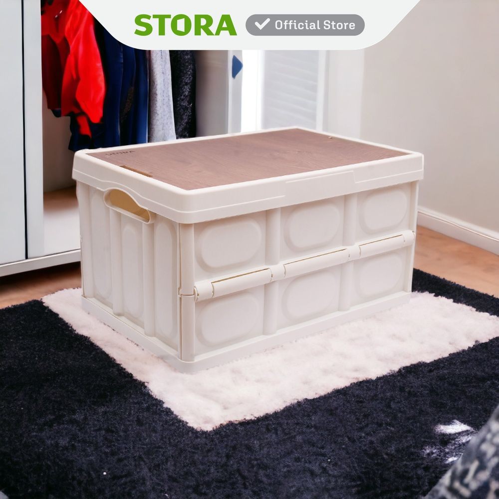 Jual Stora 52X36.5X28.5 cm Kotak Penyimpanan Lipat Dengan Tutup Kayu ...