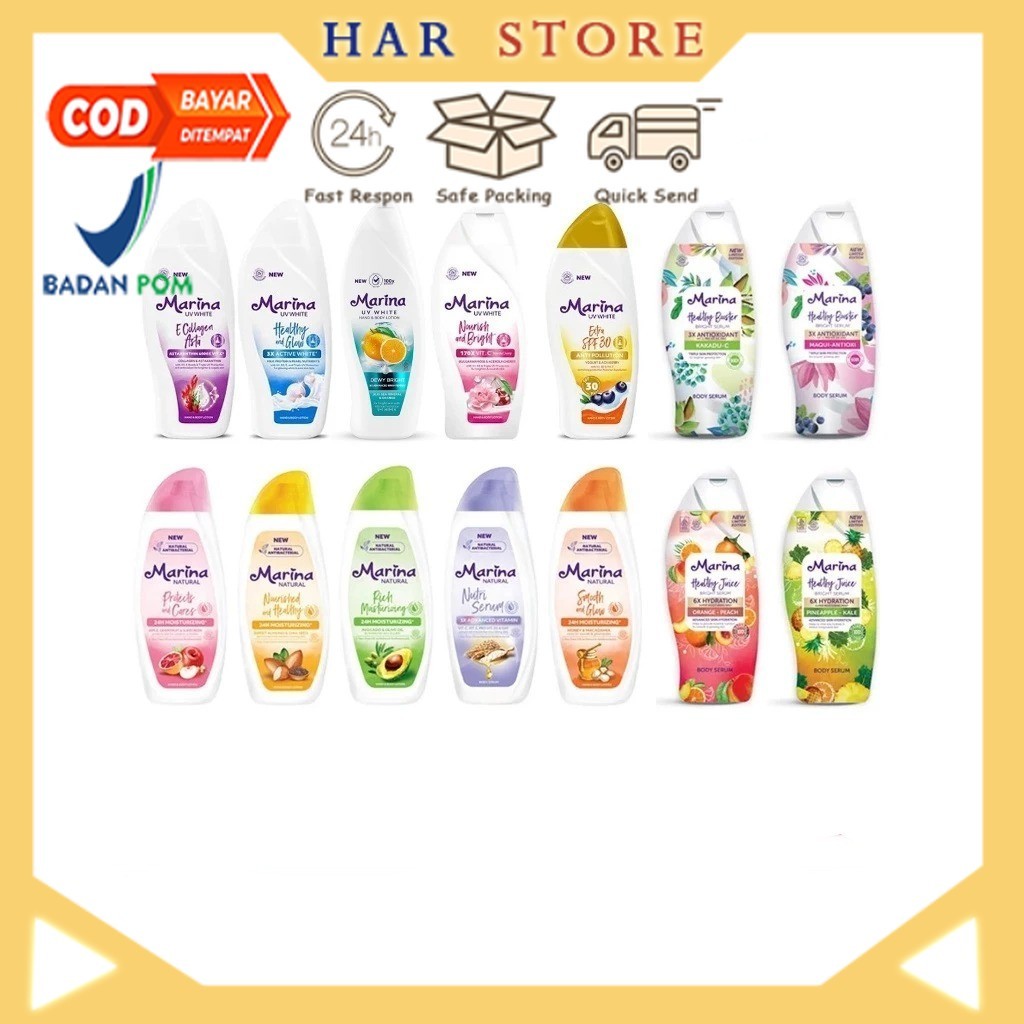 Jual MARINA HAND & BODY LOTION UV WHITE | NATURAL | HEALTHY BOOSTER & JUICE | EXTRA SPF 30 92ml ...