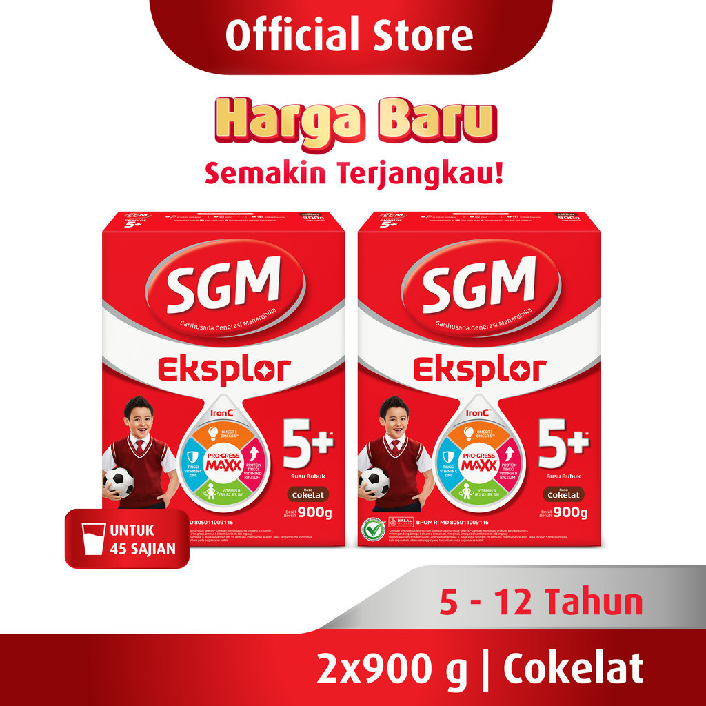 Jual (2PCS) SGM EKSPLOR 5+ MADU COKLAT 900G BUNDLING | Shopee Indonesia