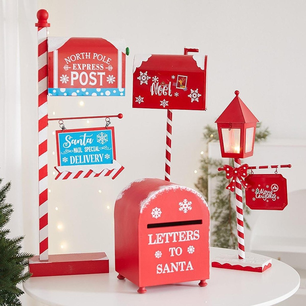 Jual Christmas Mailbox Mail Box Farmhouse Decor Xmas Delivery Mailbox ...