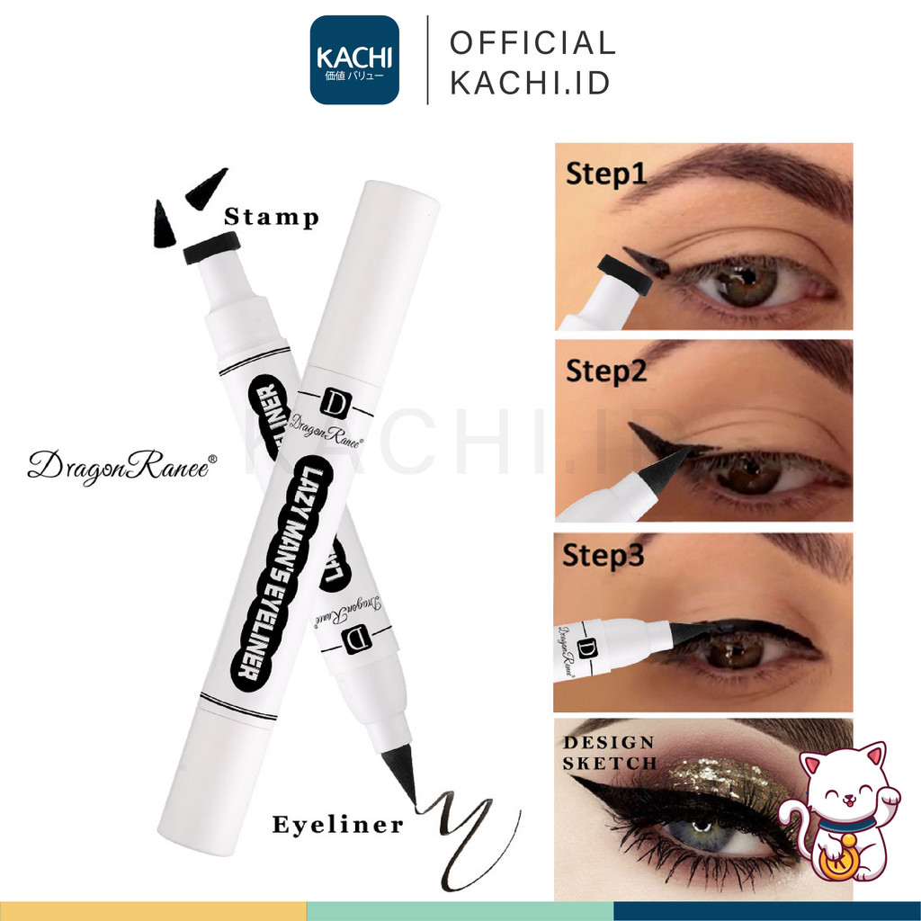 Jual KACHI - DRAGON RANEE Eyeliner Stamp 2 Sisi Cepat Kering Warna Hitam Lazy Fast Verfons ...