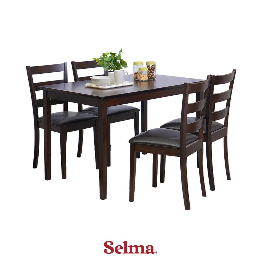 Jual Selma Selma Yasmin Set Meja Makan 4 Kursi - Espresso Dining Table ...