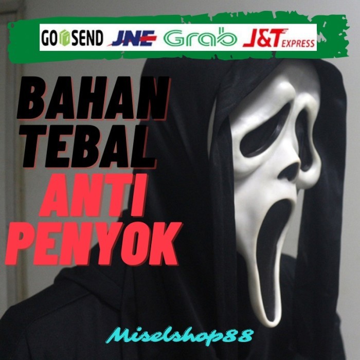 Jual Topeng Scream Ghost Tebal Anti Penyok Hantu Seram Cosplay ...