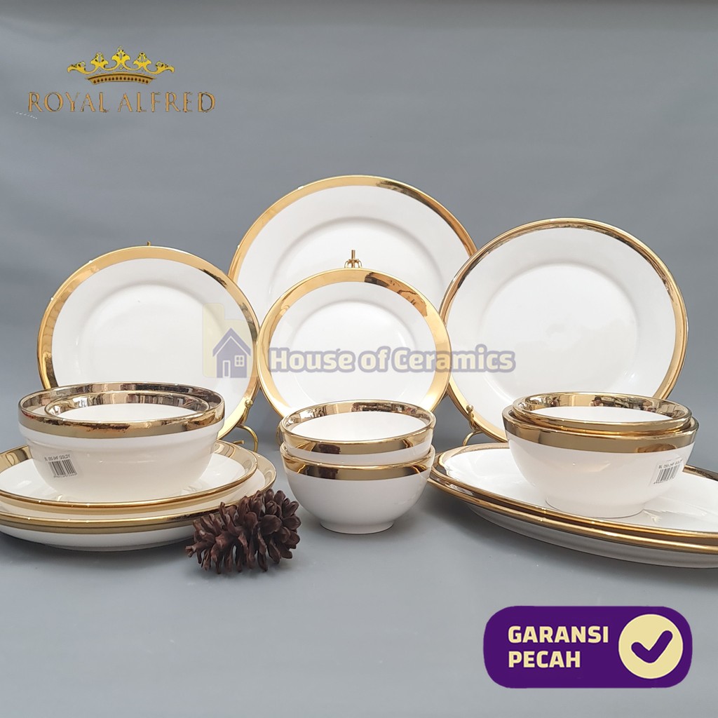 Jual ROYAL ALFRED Piring Mangkok Keramik GOLDY SERIES Makan Piring ...