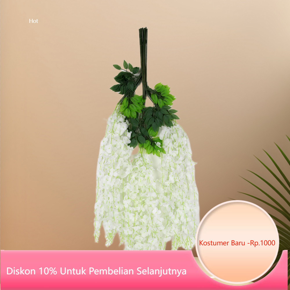 Jual 12 PCS Bunga Wisteria Sintetis Daun Rambat Plastik Bunga Dekorasi ...