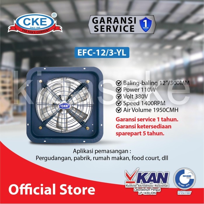 Jual CKE Exhaust Fan EFC 12 Inch 380V INDUSTRI Exhaust Dinding Blower ...