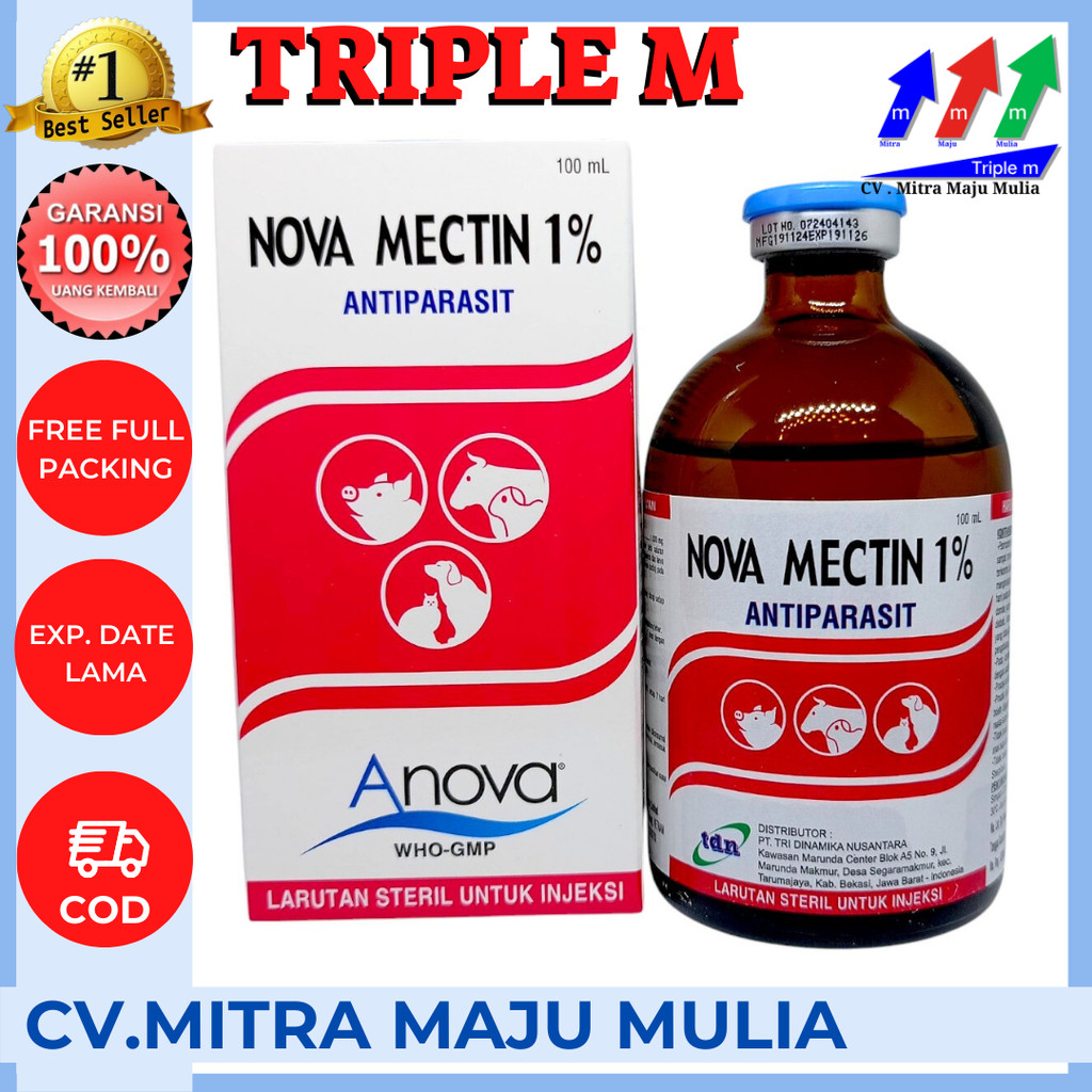 Jual NOVA MECTIN 1% Triple M - Obat ANTIPARASIT (cacing/gudeg) pada ...
