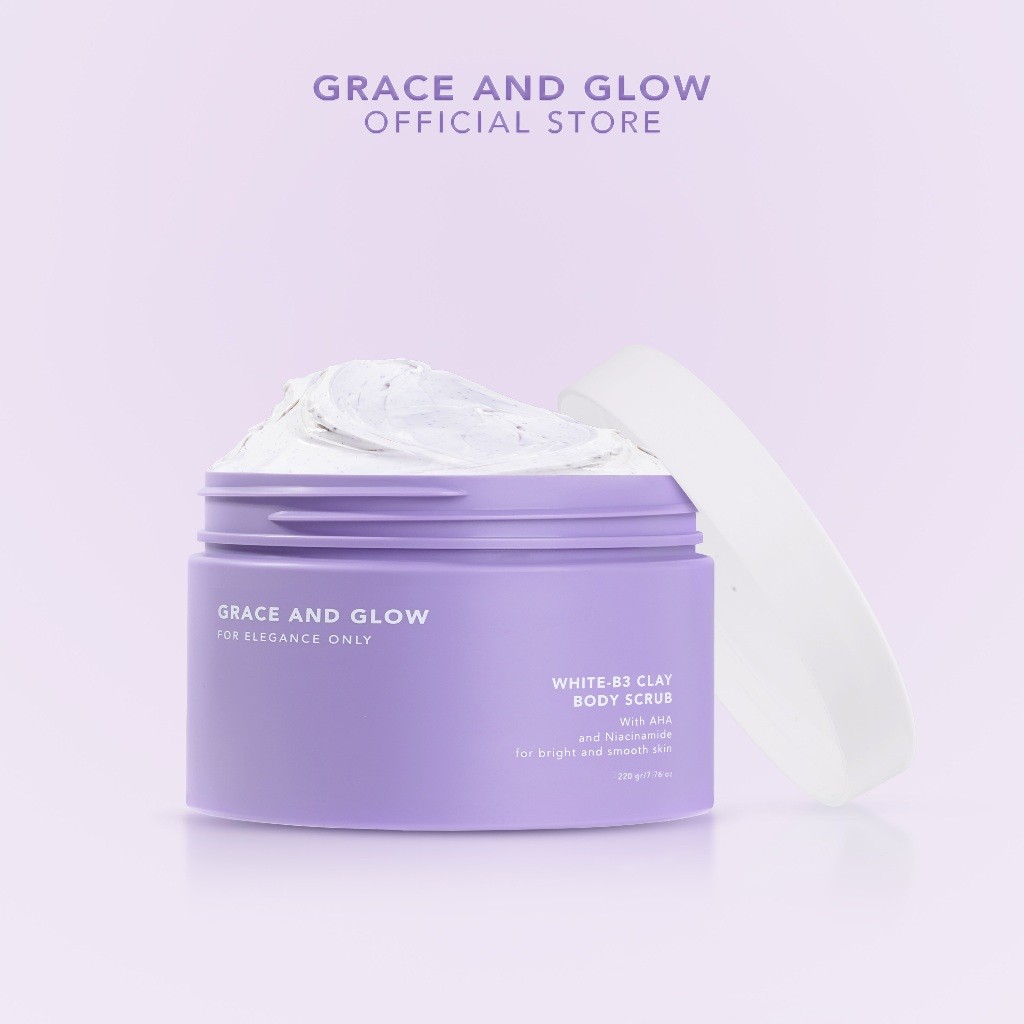 Jual Grace and Glow White-B3 Clay Body Scrub For Bright and Smooth Skin ...