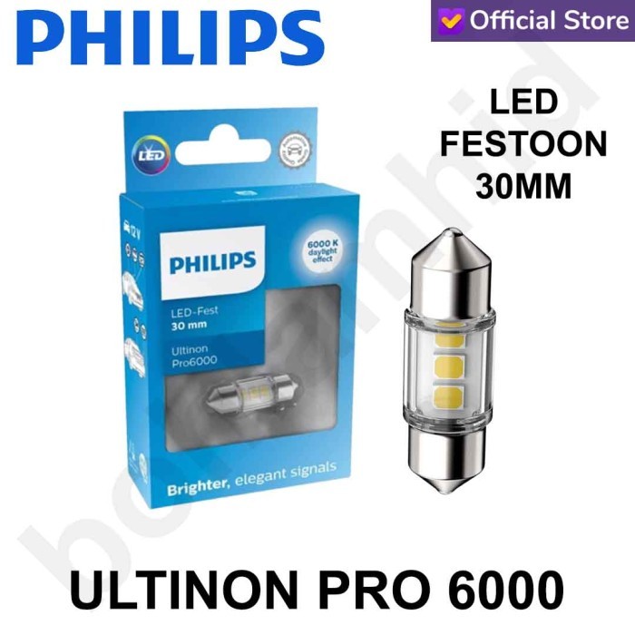 Jual LED Kabin Philips Ultinon PRO6000 30MM Lampu Festoon Tabung C5W ...