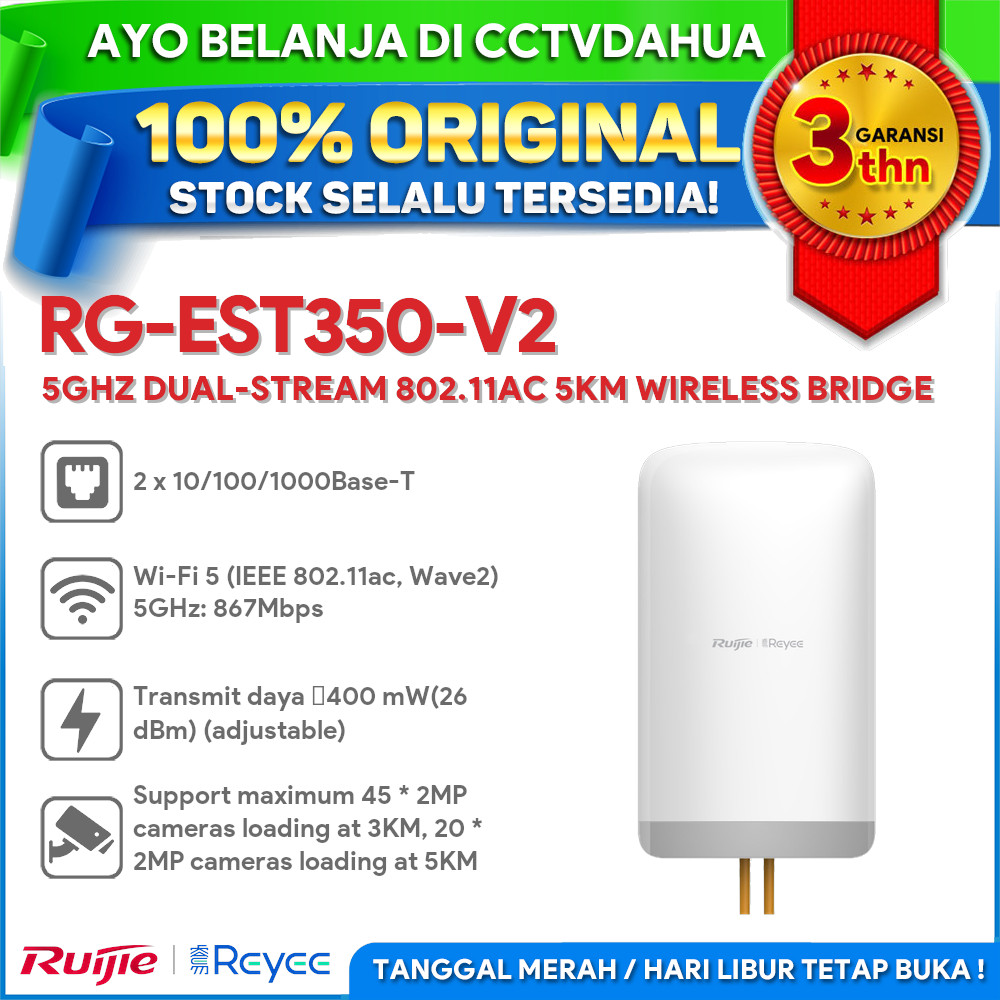Jual RUIJIE REYEE RG-EST350-V2 5GHZ DUAL-STREAM 802.11AC 5KM WIRELESS ...