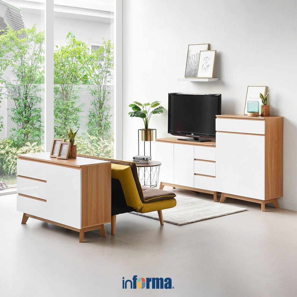 Jual Informa Preston Kabinet 2 Pintu Dengan 1 Laci - Putih Oak Lemari ...