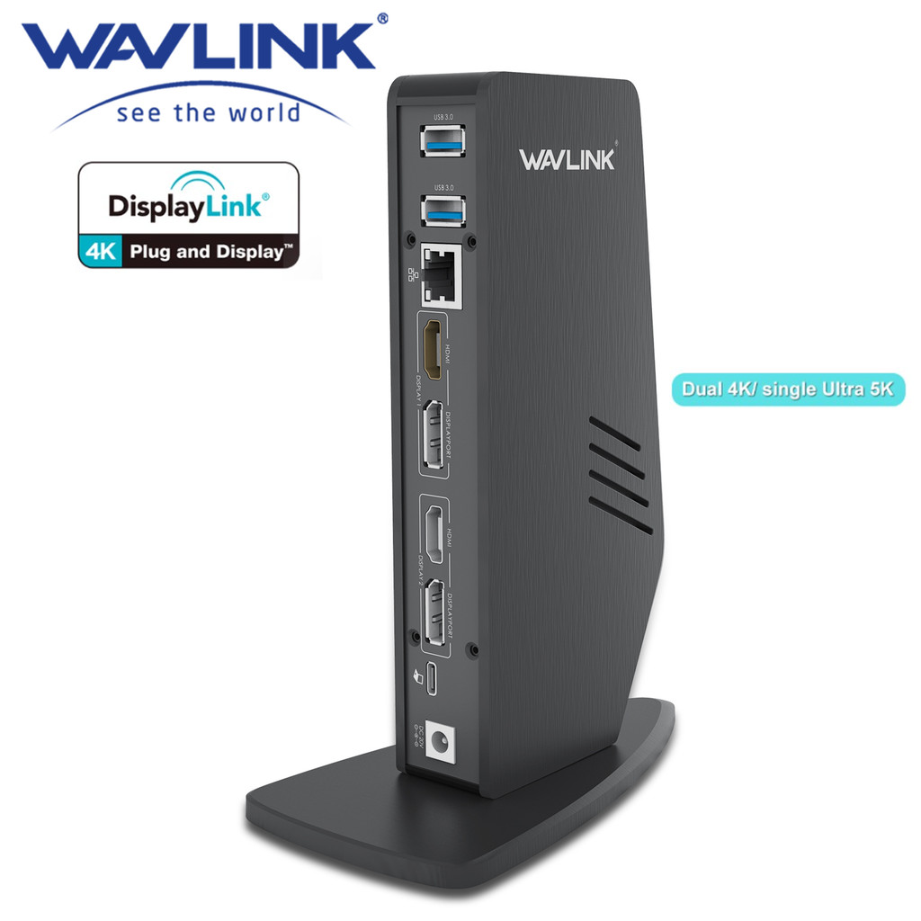 Jual Wavlink Universal Laptop Docking Station USB-C Displaylink 4K Ultra HD Multiple-Display ...