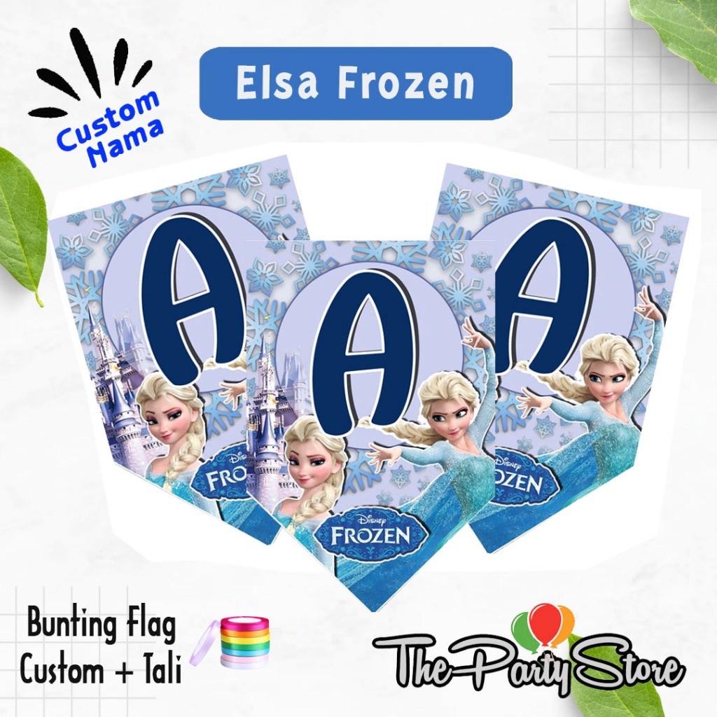 Jual Banner Bunting Flag Happy Birthday Karakter Elsa Frozen/Banner ...