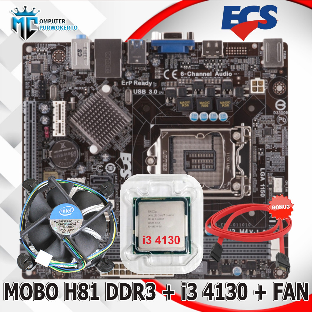 Jual Motherboard Mainboard H81 Asrock Dengan Processor I3 4130 Dan Fan ...