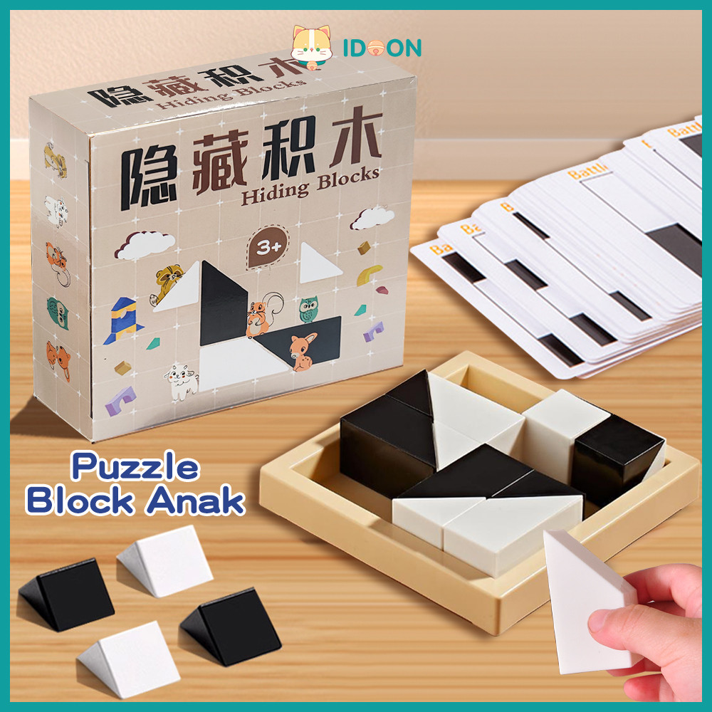 Jual IDOON Mainan Hiding Blocks Edukasi Anak Geometri Tangram Wooden ...
