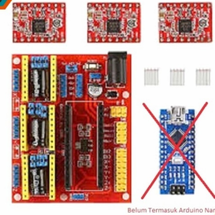 Jual cnc shield v4 aruino nano 3x driver motor stepper a4988 controller cnc | Shopee Indonesia