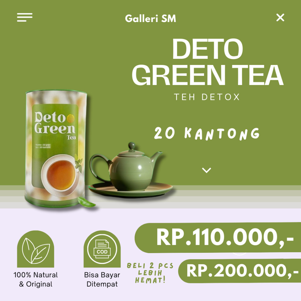 Jual Deto Green Tea Asli Teh Hijau Detox Pembersih Pencernaan Usu ...