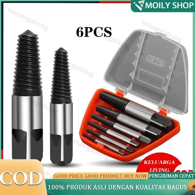 Jual Screw Bolt Extractor 6Pcs SCREW EXTRACTOR SET Hand Tap Drill Set ...