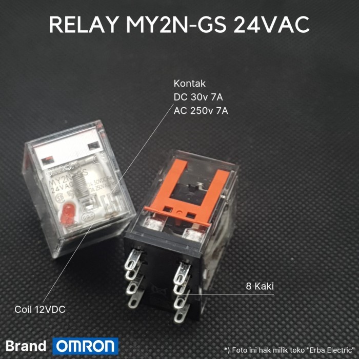 Jual MU99 Omron MY2N-GS 24v AC Relay Kontak 7A Relai 8 pin relai socket MY | Shopee Indonesia