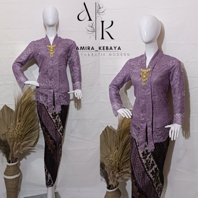 Jual SETELAN KEBAYA BROKAT FLOY LENGAN PANJANG / BAJU KARTINI WISUDA ...