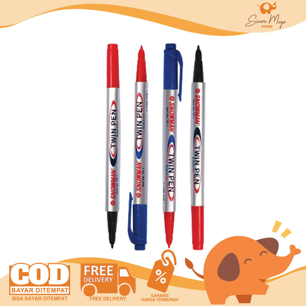 Jual Snowman Marker Twin Pen Tp-12 / Spidol Marker Kecil Dual Tip ...
