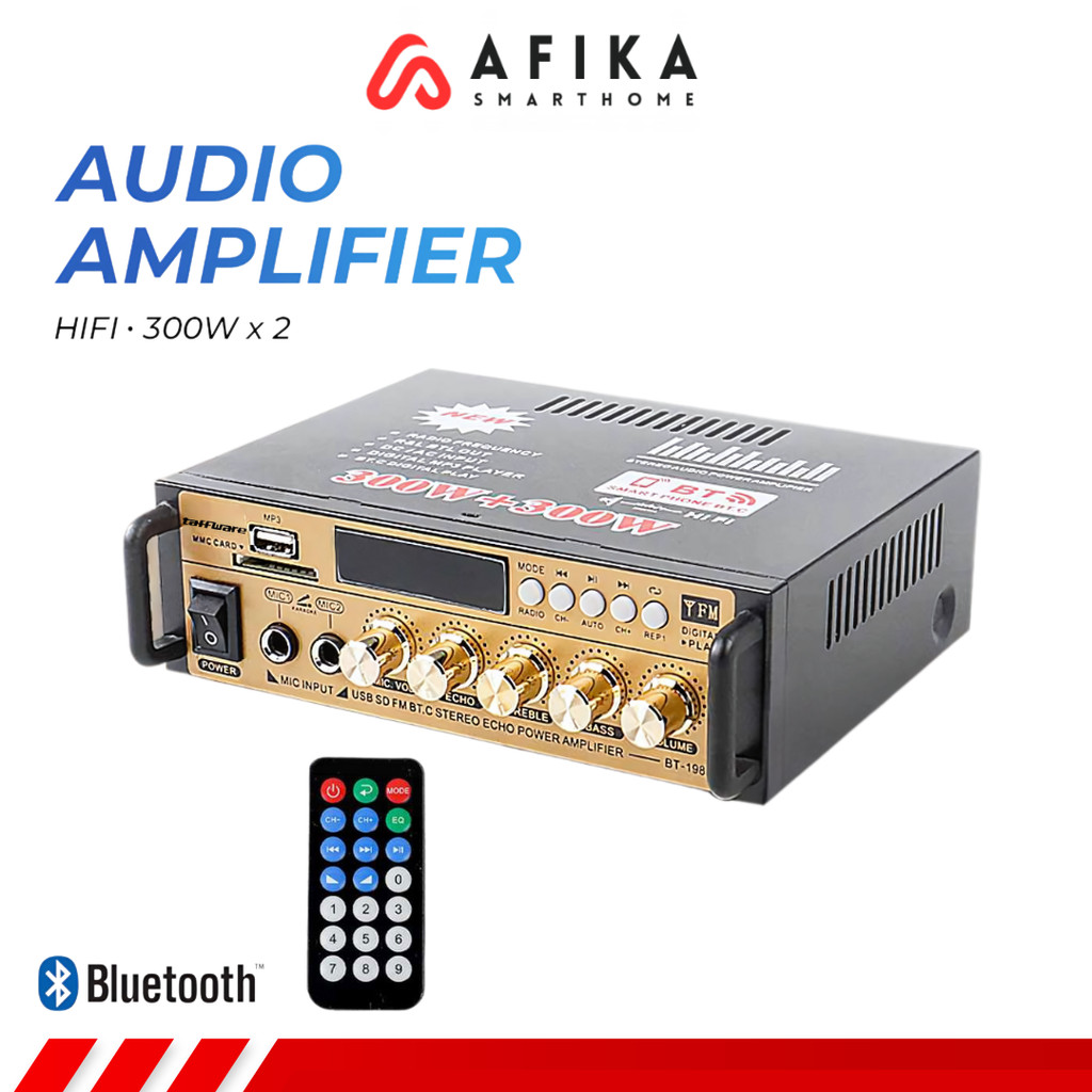 Jual Audio Amplifier Bluetooth HiFi 300Wx2 with Remote Control | Shopee ...