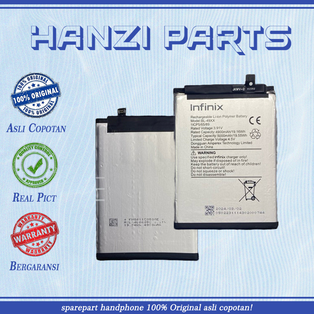 Jual BATERAI BATRE BATTERY BL-49XX INFINIX NOTE 40 X6853 ORIGINAL 100% ...