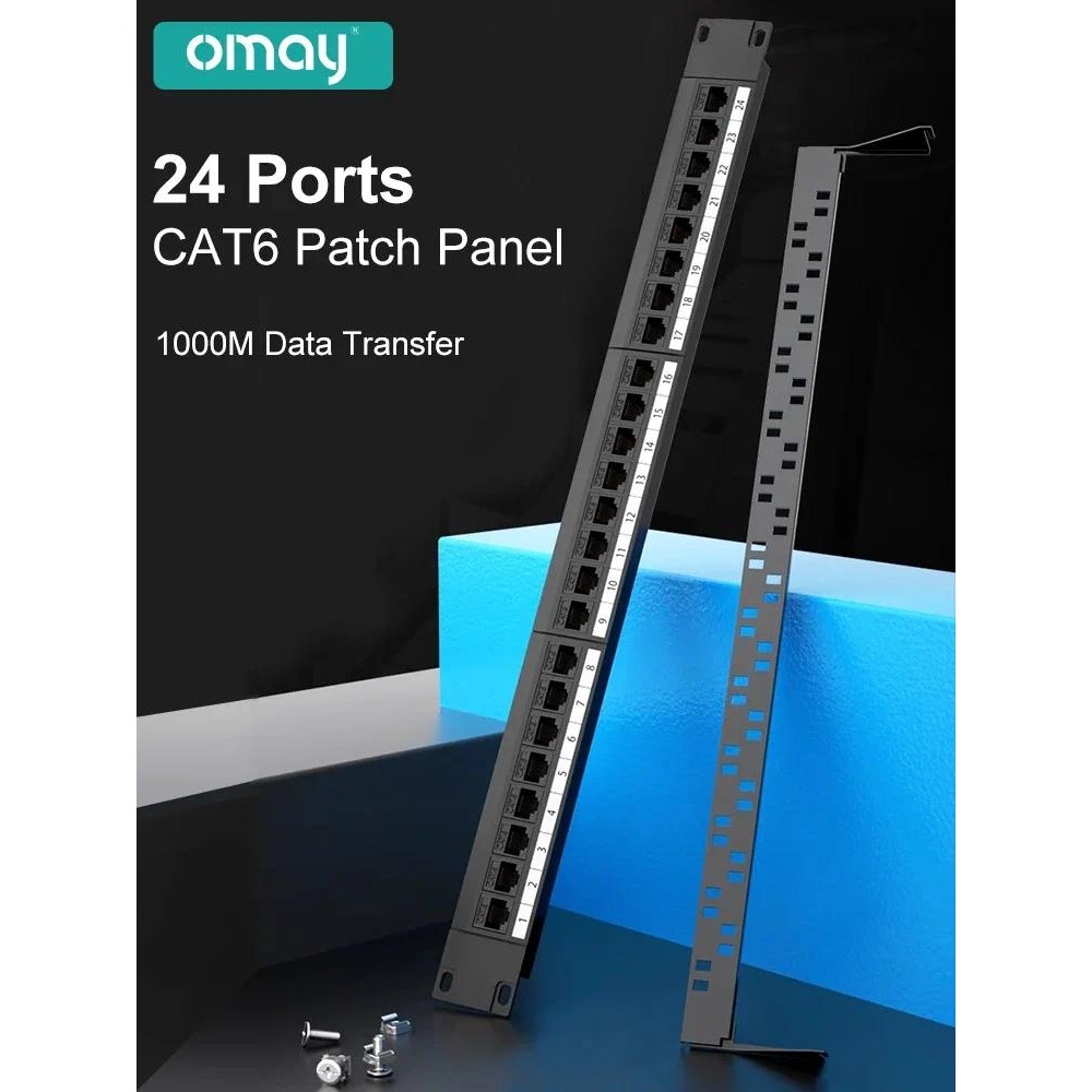 Jual OMAY 19-Inch 1U 24 Port CAT6 Patch Panel Cabinet Rack RJ45 Coupler ...
