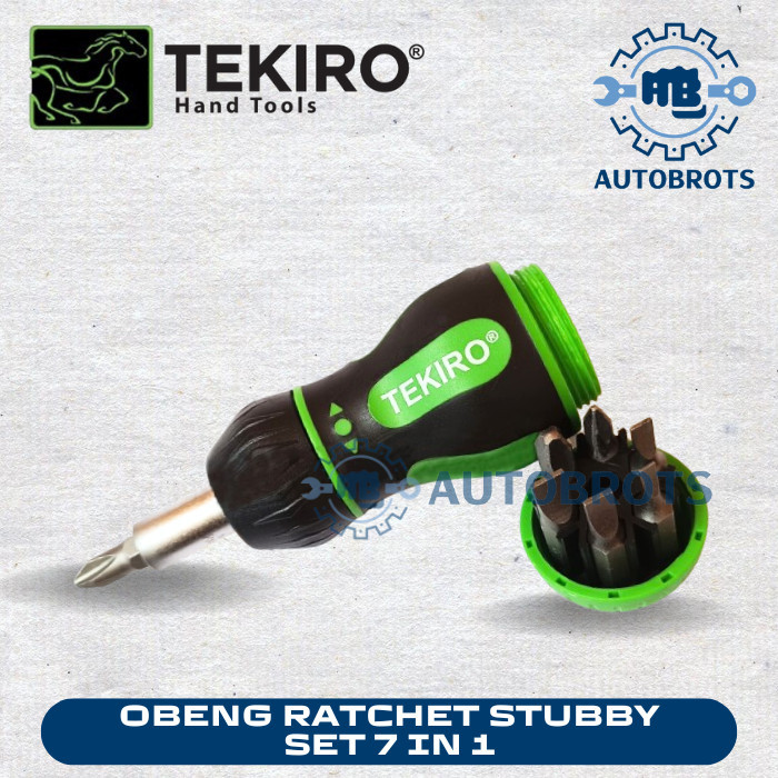 Jual TEKIRO Obeng Ratchet Stubby Set 7 In 1 / Stubby Ratchet And Bits ...