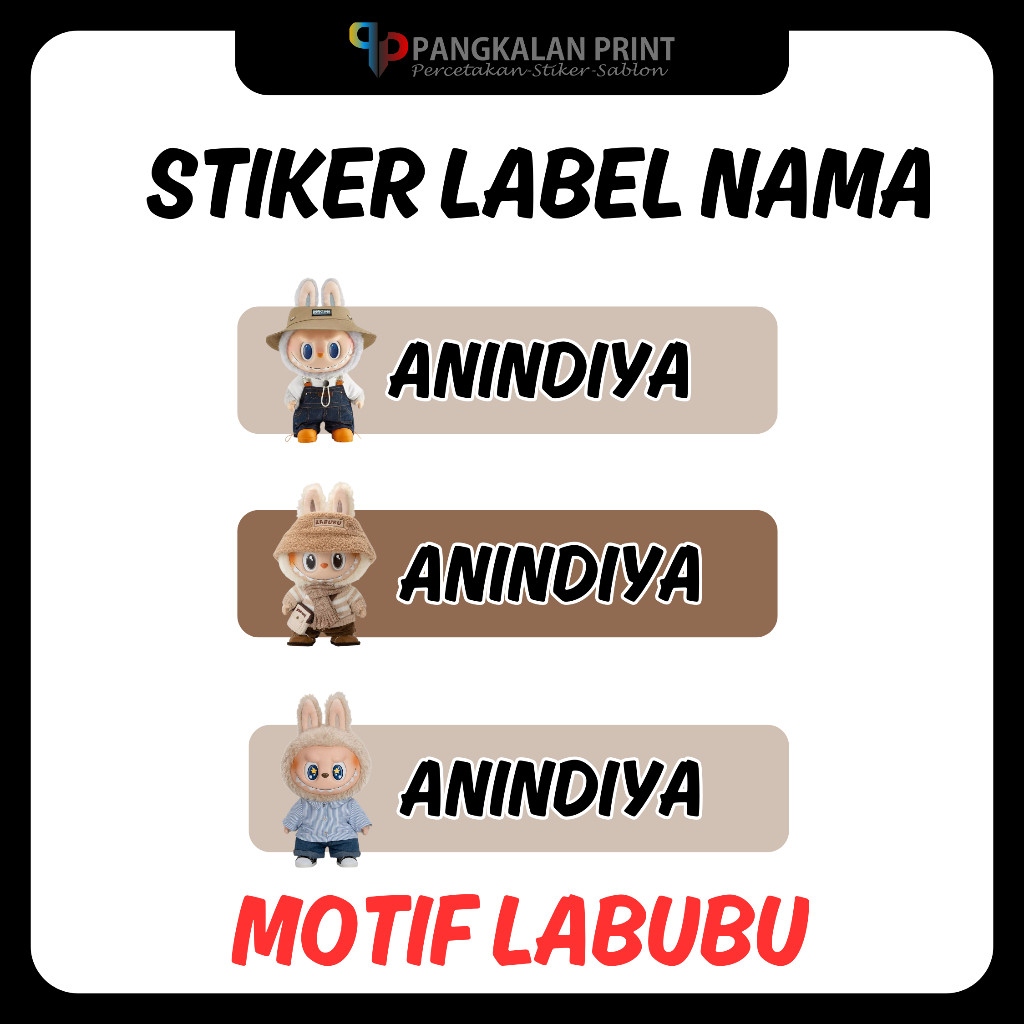 Jual Stiker Label Custom Nama Kamu Motif Labubu Stiker Custom Lucu Isi ...