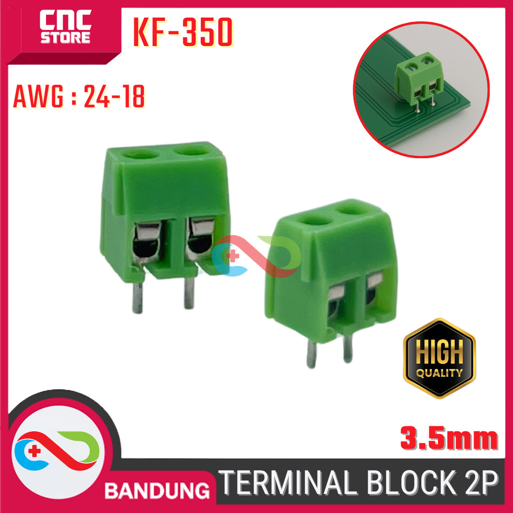 Jual KF-350 KF350 GREEN TERMINAL BLOCK HIJAU GREEN 2PIN 2P 2 PIN SCREW 3.5MM | Shopee Indonesia