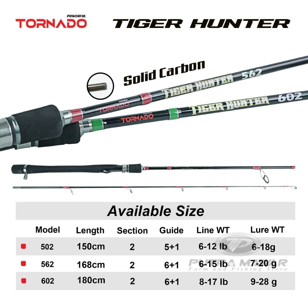 Jual Tornado Tiger Hunter 502/6-12LB 562/6-15 602/8-17 Joran Spinning ...