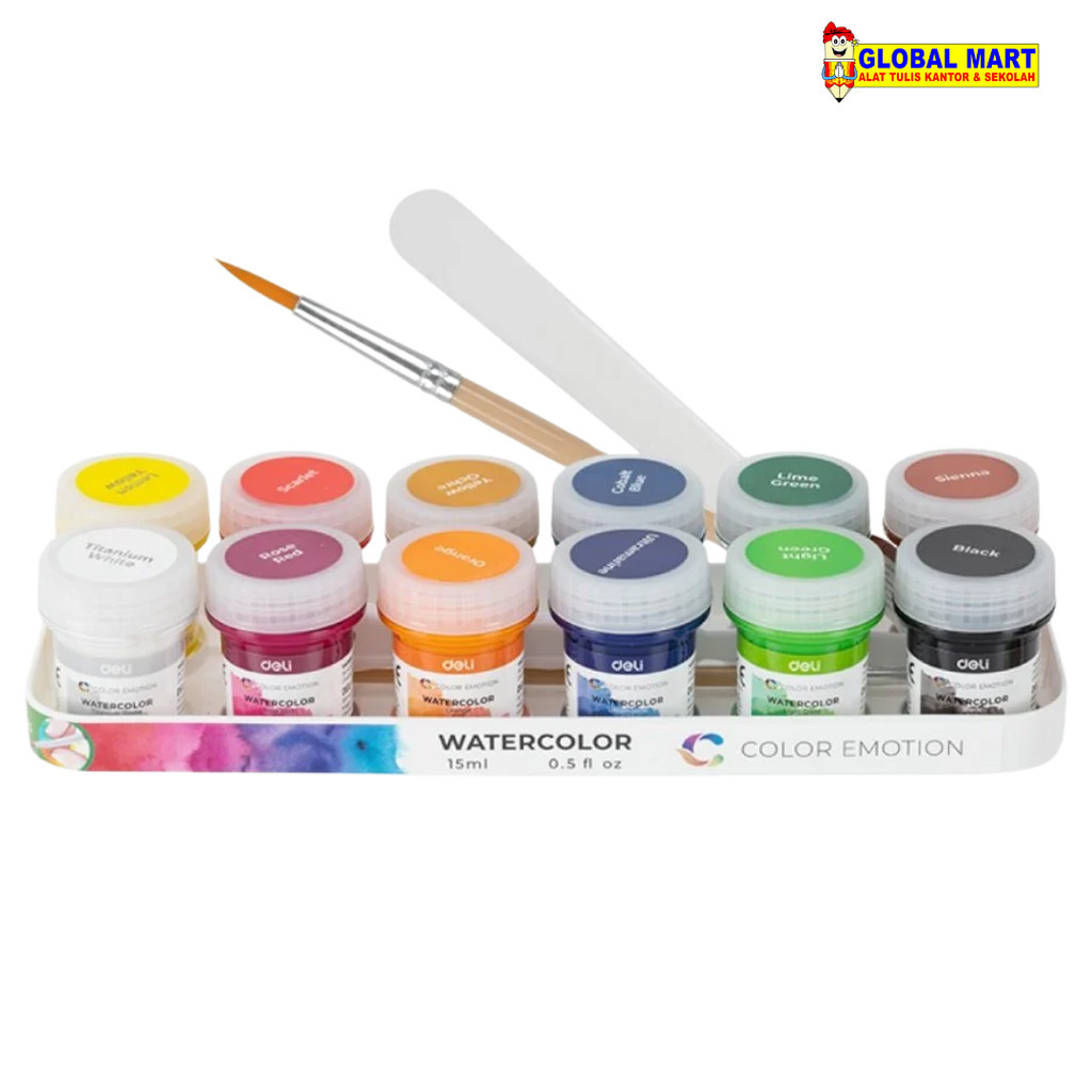 Jual Cat Air Botol Deli C22-12 - Watercolor 12 Warna Cerah 15ml untuk ...