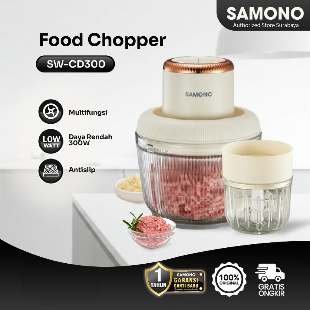 Jual SAMONO Food Chopper 2 Bowl 2,2L dan 300ml 2 Kecapatan SW-CD300 ...