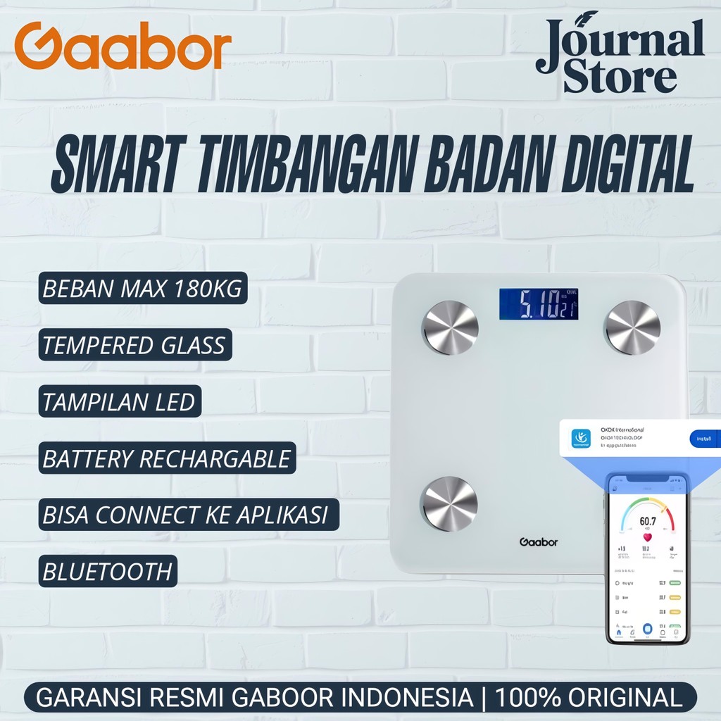 Jual Gaabor Smart Digital Fat Scale Layar LED Timbangan Komposisi Tubuh ...
