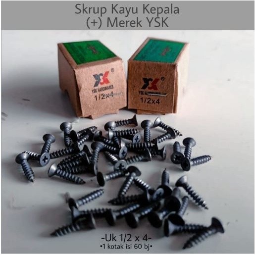 Jual Skrup kayu kepala plus 1/2 in sekrup kayu skrup galvanis 1/2 x 4 ...
