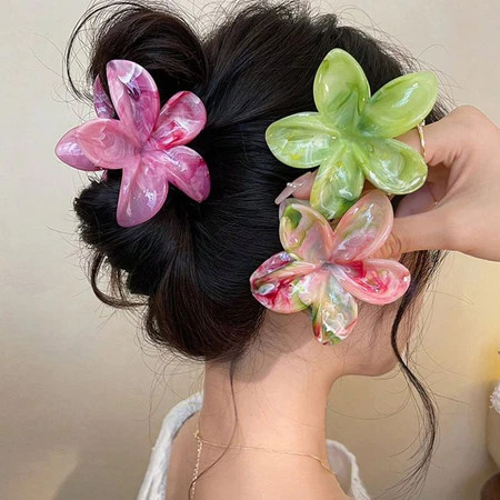 Jual Jepit Rambut Bunga Kamboja 8cm, Premium Marble Pattern, Aksesori ...
