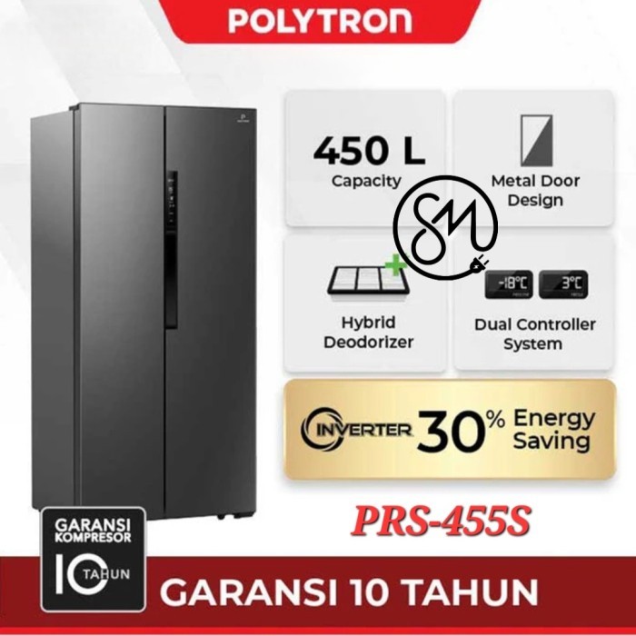 Jual Kulkas Polytron Side by Side PRS-455S 450 L Belleza Inverter 2 ...