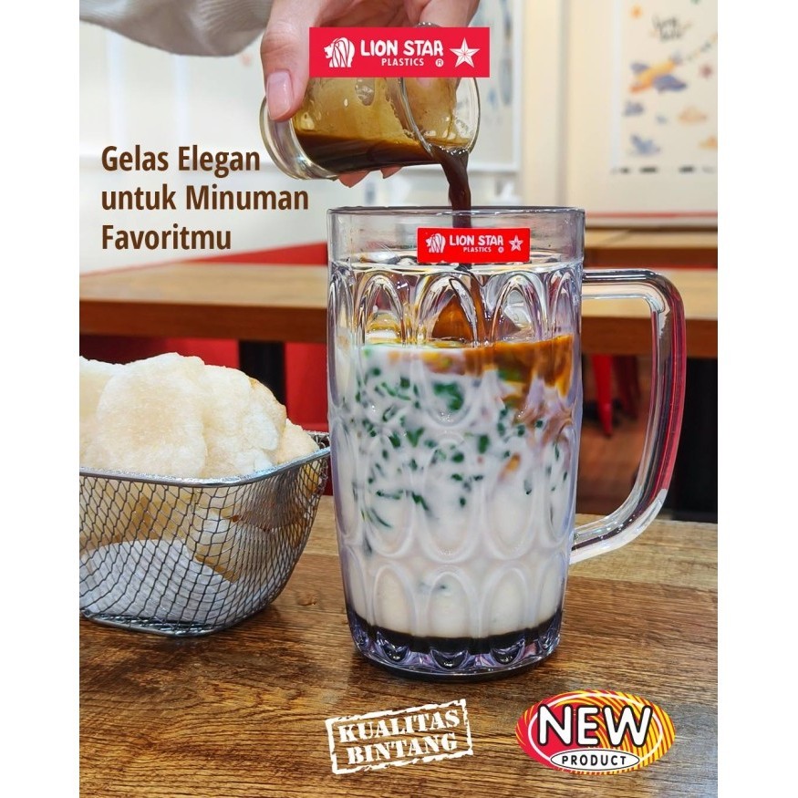Jual TOPTON Lion Star Gelas Minum GC-41 Ocha Glass 630 ml With Handle ...