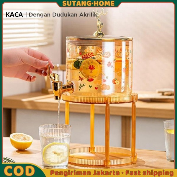 Jual 【SUTANG】Dispenser Air Kaca / Ketel Air Kaca dengan Tatakan Kayu ...