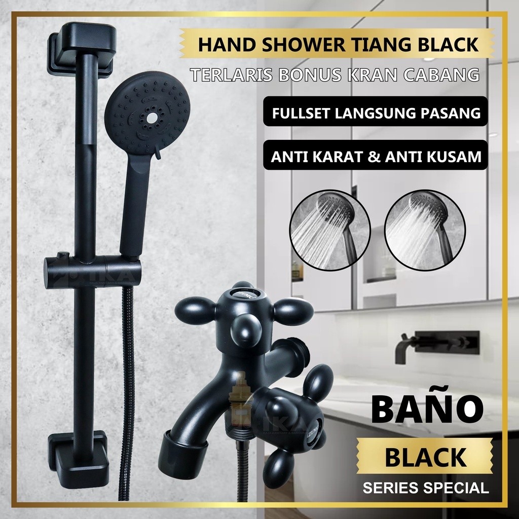 Jual PAKET SHOWER TIANG STAINLESS HITAM BLACK FIORENTINO + KRAN CABANG ...