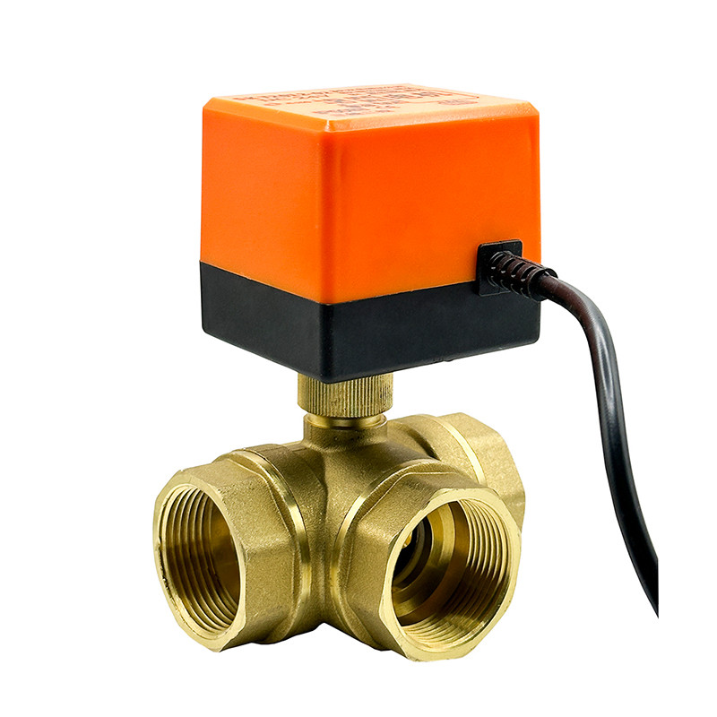 Jual 1/2" 3/4" 1" 1-1/4" 1-1/2" 3 Way Motorized Ball Valve 3-Wire 2 Control T/L Type Brass ...