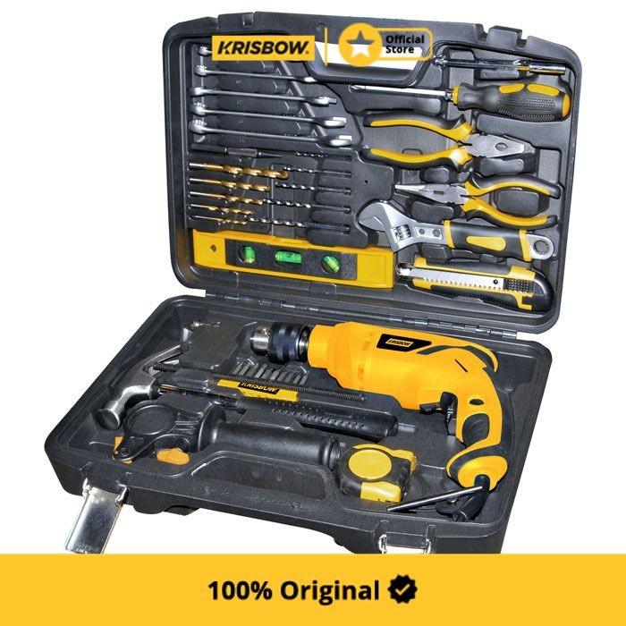 Jual Krisbow Impact Drill Set Bor Listrik Beton 600W 37 Pcs | Shopee ...