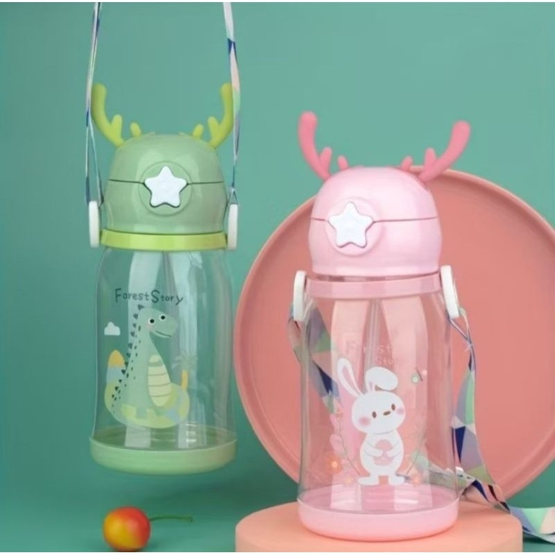 Jual SURIA Botol Minum Anak Tanduk Rusa 600ml Botol BPA Free Gratis Tali Panjang Food Grade ...